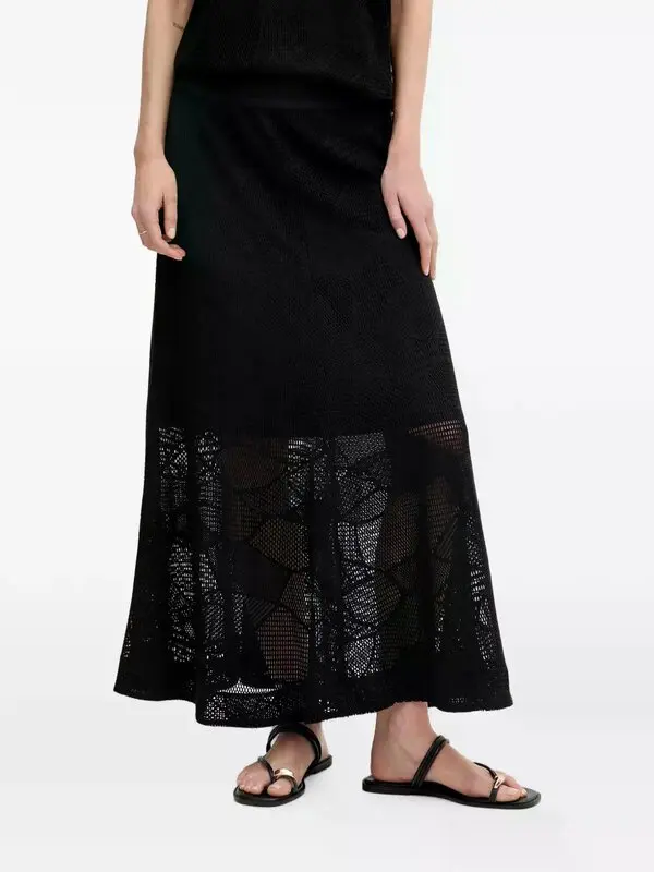 Dkny Mesh Logo-waistband Maxi Skirt - Black