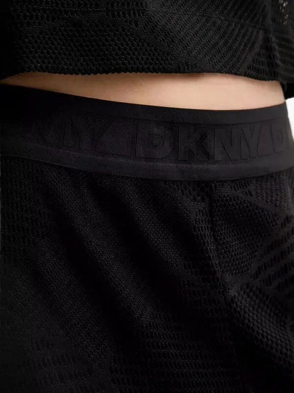 Dkny Mesh Logo-waistband Maxi Skirt