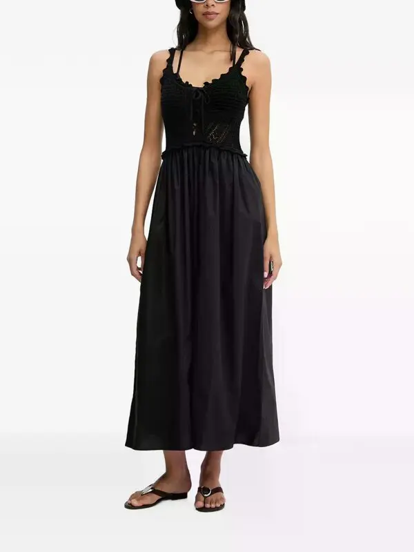 Liu Jo Crochet Lace-up Midi Dress - Black
