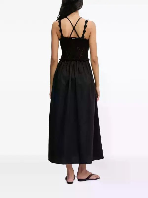 Liu Jo Crochet Lace-up Midi Dress - Black