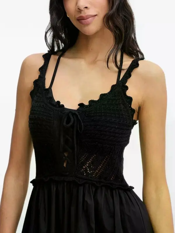 Liu Jo Crochet Lace-up Midi Dress - Black