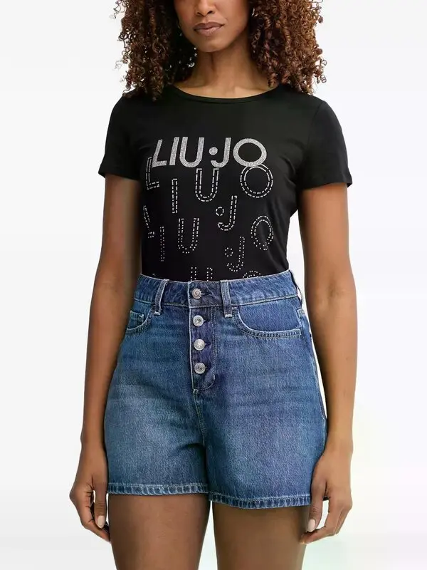 Liu Jo Rhinestone-logo T-shirt