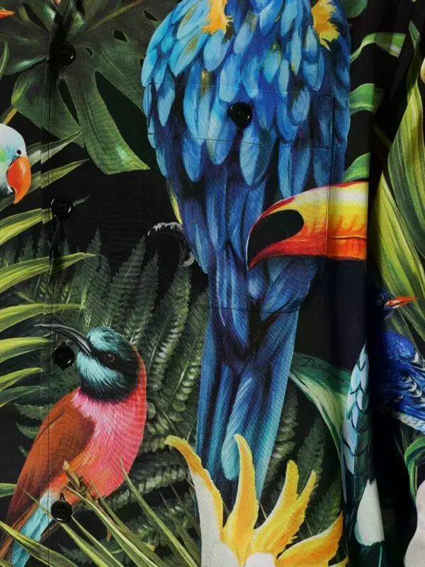 Dolce & Gabbana Parrot-print Long-sleeve Shirt