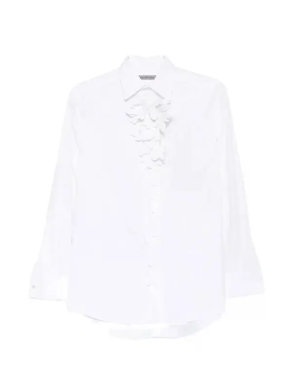 Balenciaga Ruffled-detail Long-sleeve Shirt - Brown