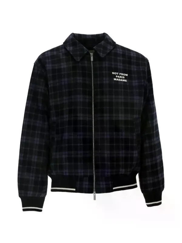 Drole De Monsieur Slogan Check-pattern Slogan-print Bomber Jacket