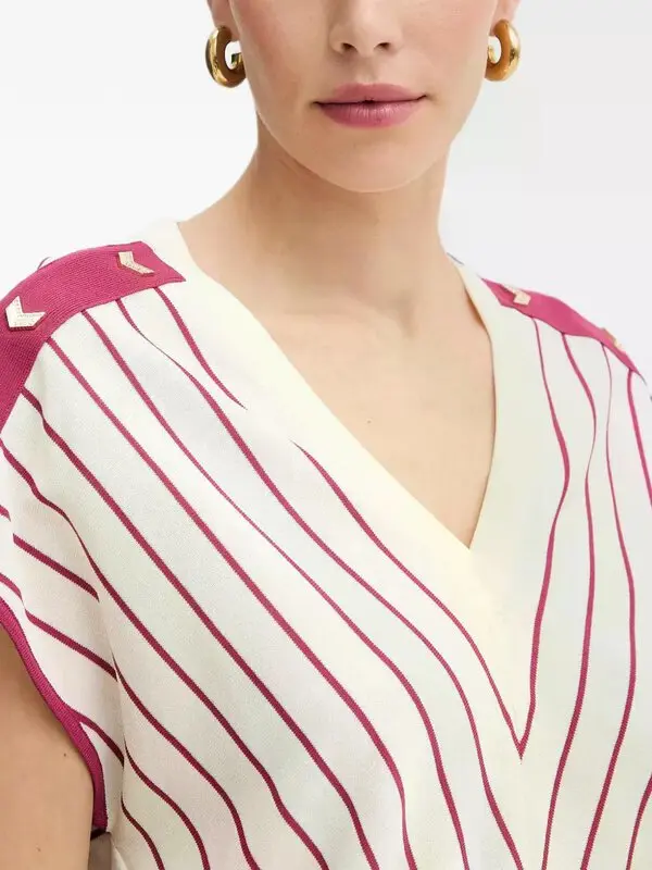 Liu Jo Striped Chevron-knit V-neck Sweater