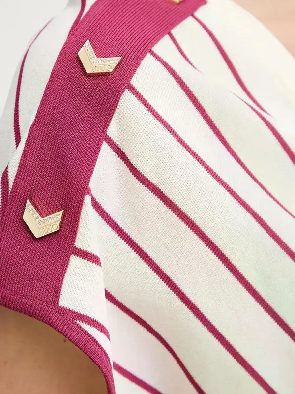 Liu Jo Striped Chevron-knit V-neck Sweater