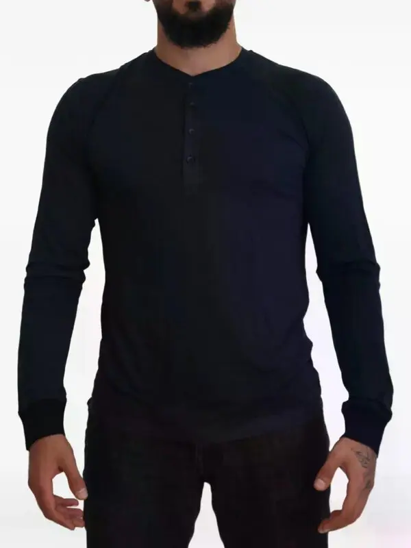 Dolce & Gabbana Henley-neck Long-sleeve Polo Shirt