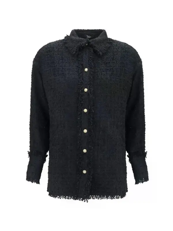 Balmain Fringed Tweed Jacket - Black