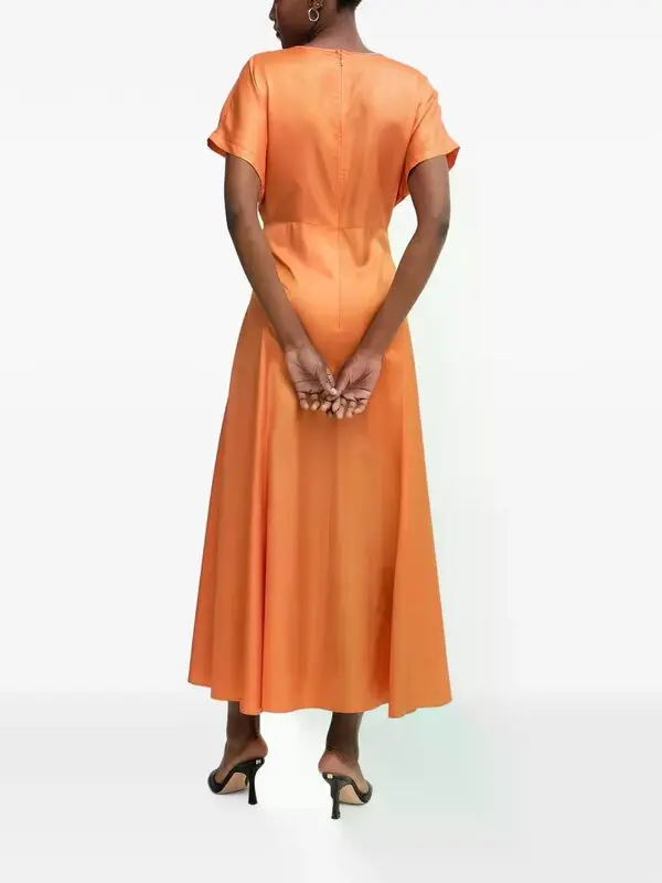 Pinko Lace-up V-neck Midi Dress - Orange