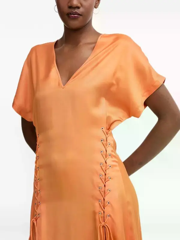 Pinko Lace-up V-neck Midi Dress