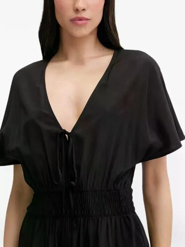 Liu Jo Smocked-waist Tie-fastening Midi Dress