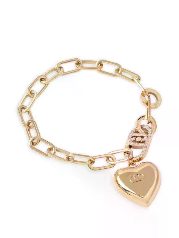 Liu Jo Heart Charm Link Chain Bracelet - Gold