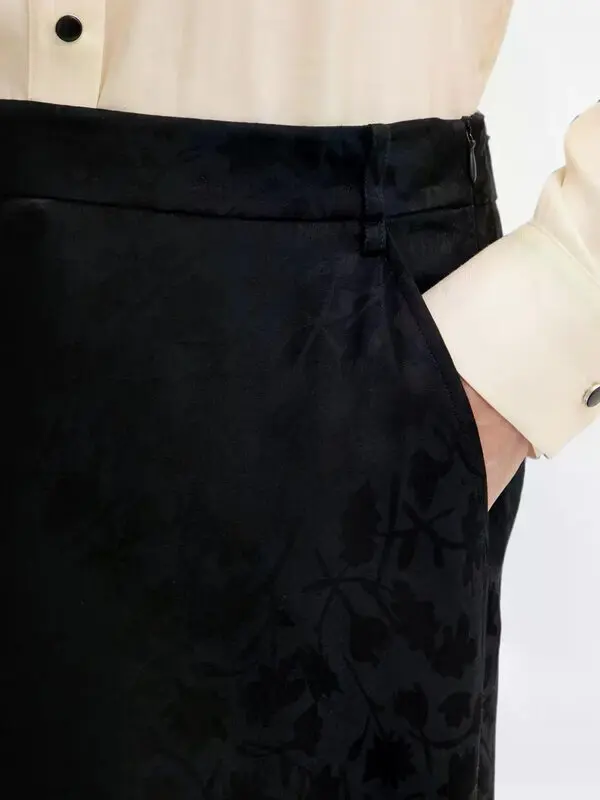 Pinko Floral-jacquard Asymmetric Midi Skirt