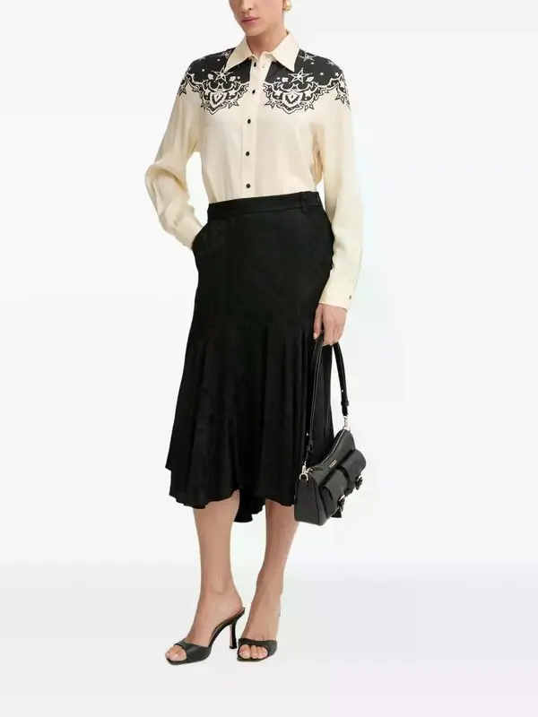 Pinko Floral-jacquard Asymmetric Midi Skirt