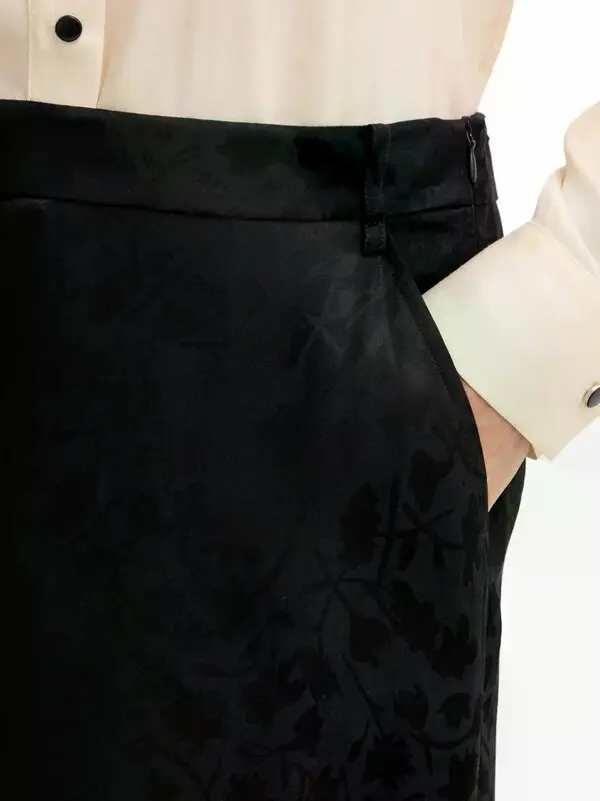Pinko Floral-jacquard Asymmetric Midi Skirt