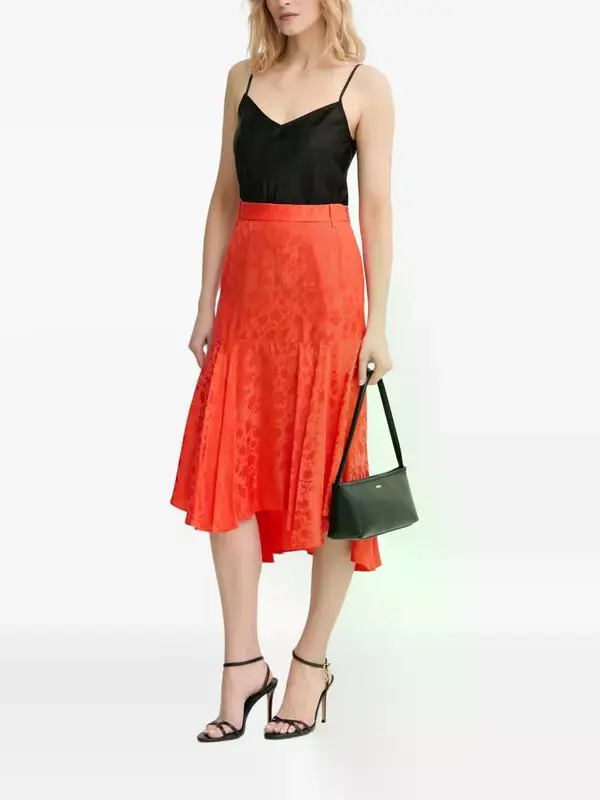 Pinko Floral-jacquard Asymmetric-hem Midi Skirt