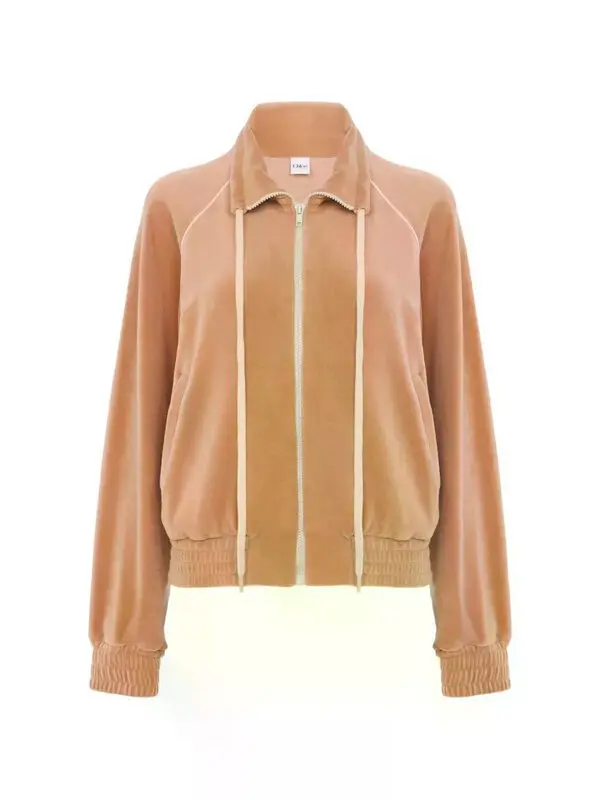Chloé Logo Embroidered Velvet Quarter Zip Sweater - Orange