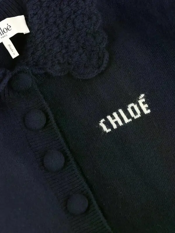 Chloé Crochet-collar Logo-embroidered Cardigan
