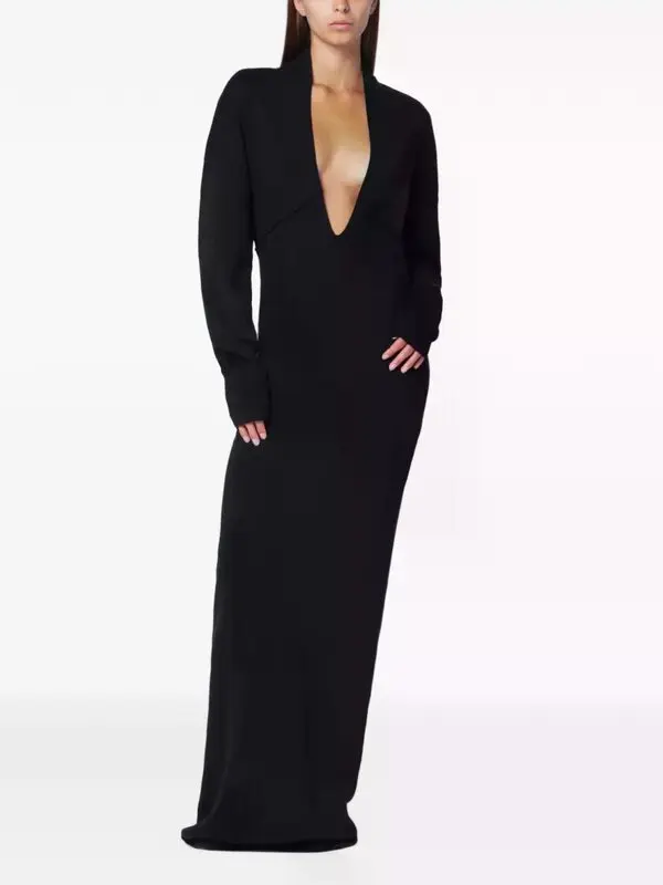 ENTIRE STUDIOS Plunging-neckline Long-sleeve Maxi Dress