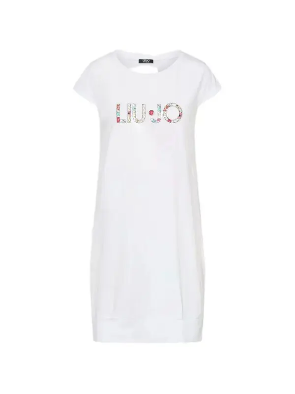 Liu Jo Floral Logo Short-sleeve Midi Dress - White