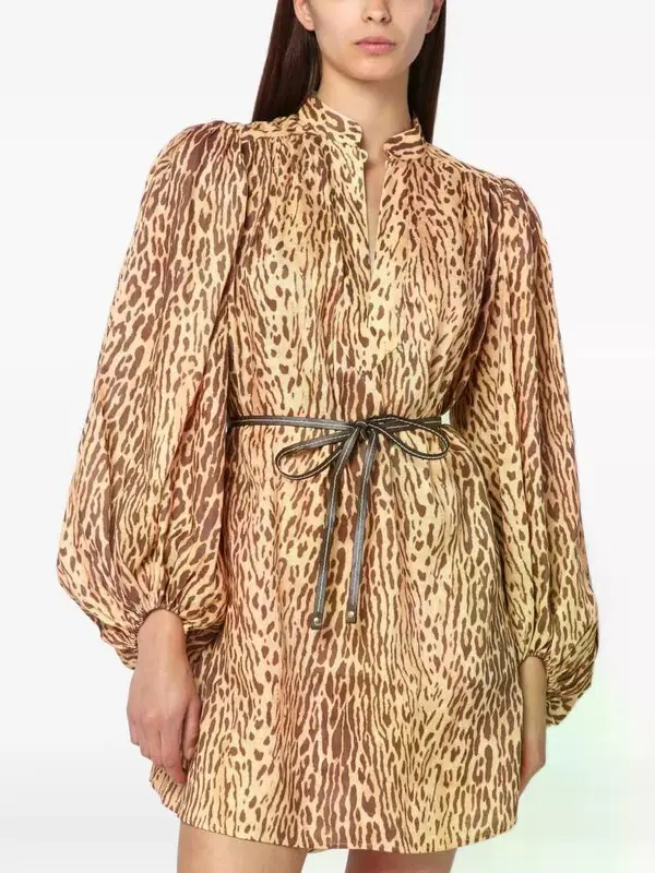 Zimmermann Leopard-print Belted Mini Dress