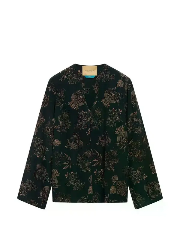 Momoni Floral Print Silk Blouse - Green