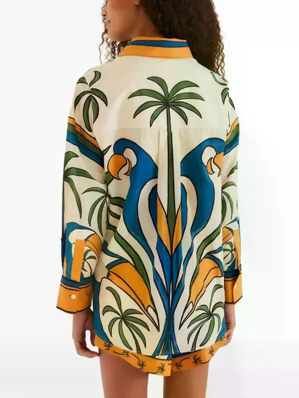Farm Rio Multicolor Tropical Graphic Collared Buttoned Shirt