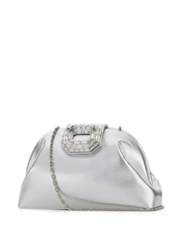 Amina Muaddi Camelia Crystal-embellished Clutch Bag - Silver