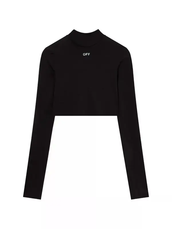 Off-White Off Stamp Cropped Long-sleeve Top - Black