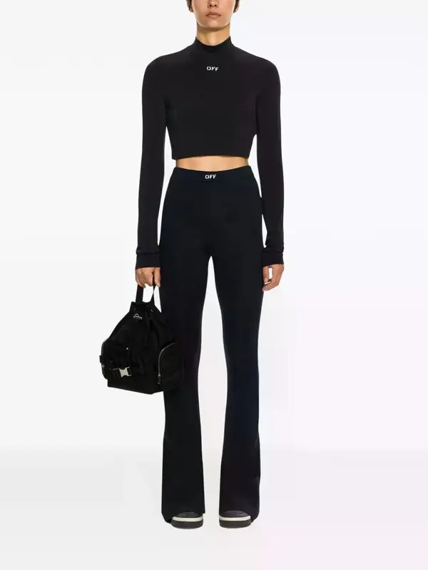 Off-White Off Stamp Cropped Long-sleeve Top - Black