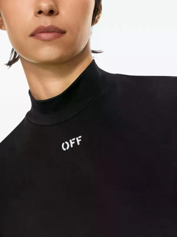 Off-White Off Stamp Cropped Long-sleeve Top - Black