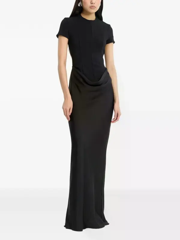 ROTATE BY BIRGER CHRISTENSEN Draped Waist Maxi Dress - Black