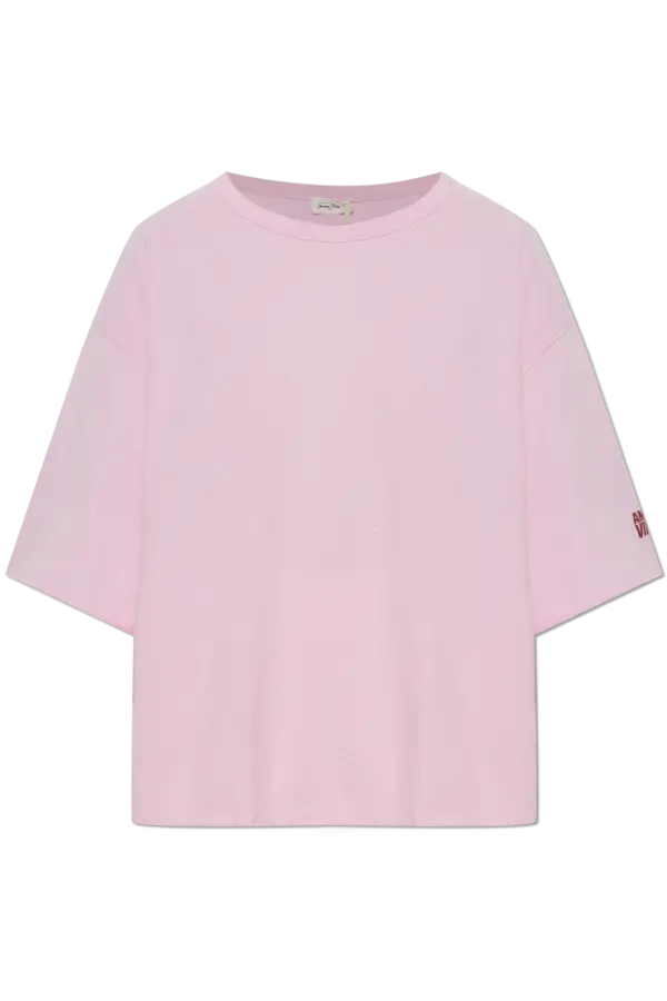 American Vintage T-shirt With Raw Finish - Pink