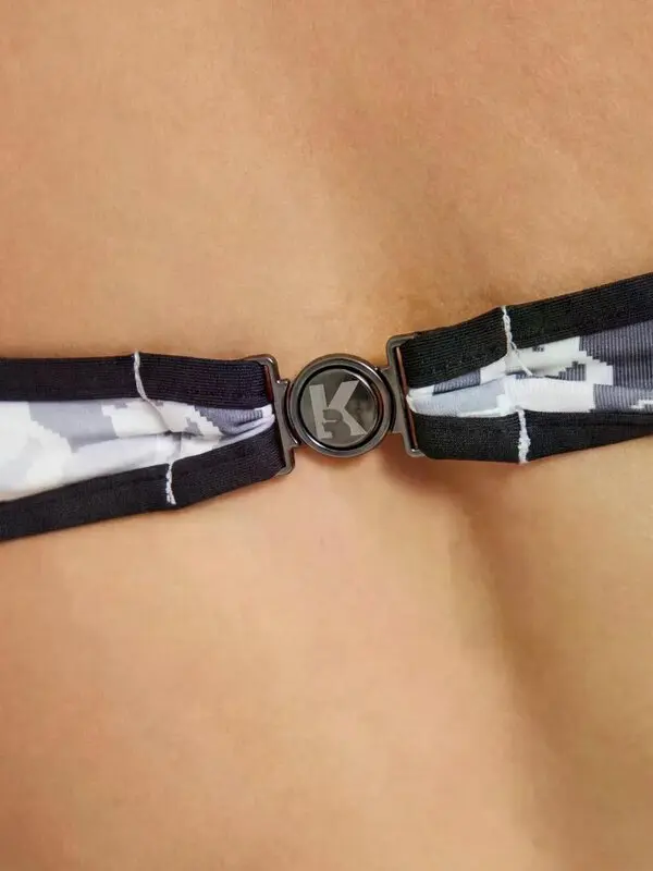 Karl Lagerfeld Monogram-print Halterneck Bikini Top