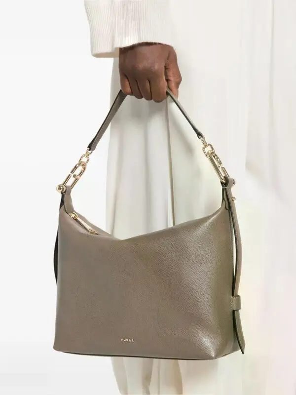 Furla Grained Leather Chain-link Tote Bag - Grey