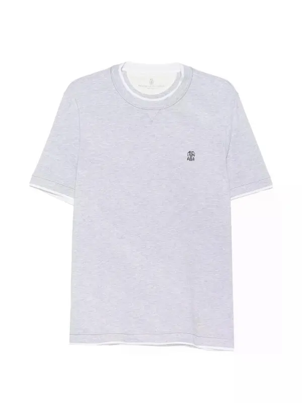 Brunello Cucinelli Logo-embroidered Crew-neck T-shirt - Grey