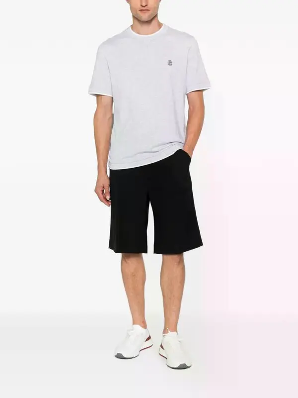 Brunello Cucinelli Logo-embroidered Crew-neck T-shirt - Grey