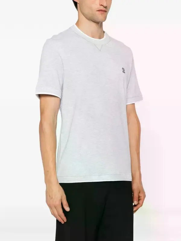 Brunello Cucinelli Logo-embroidered Crew-neck T-shirt - Grey