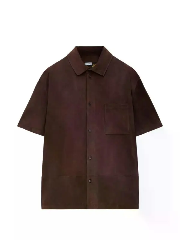 Loewe Debossed-logo Suede Shirt