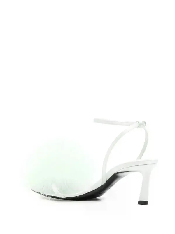 Saint Laurent Feather-trim Buckle-fastening Heeled Sandals