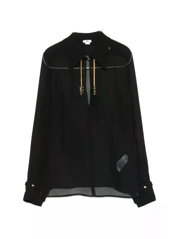 Elisabetta Franchi Chain-detail Long-sleeve Blouse - Black