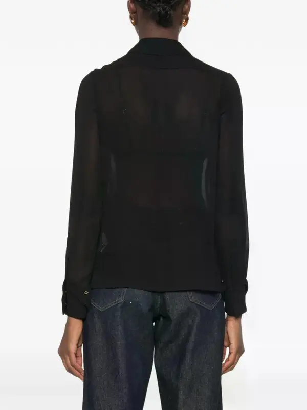 Elisabetta Franchi Long Sleeve Blouse With Gold-tone Chain Detail