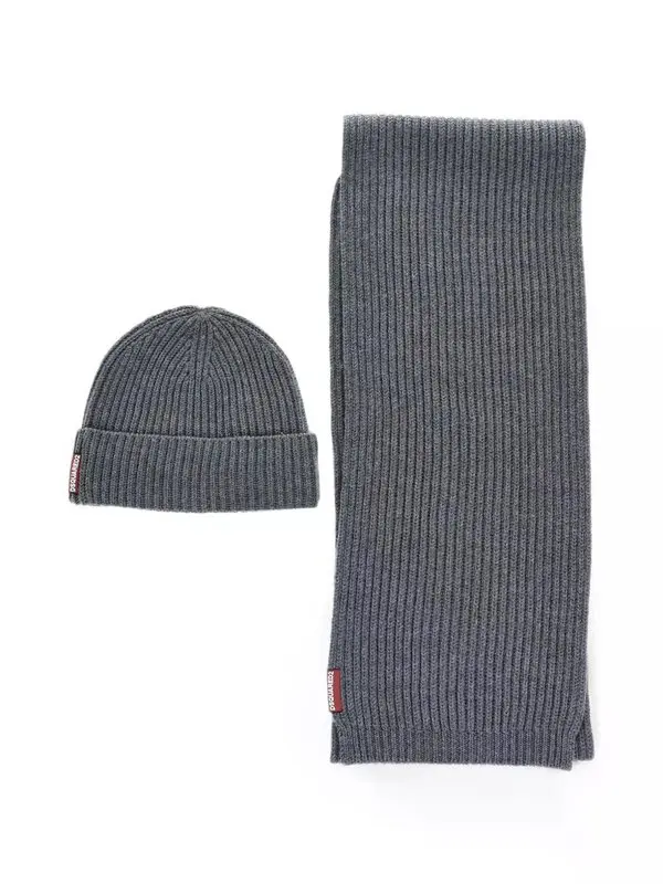 Dsquared2 Ribbed-knit Scarf And Beanie Set