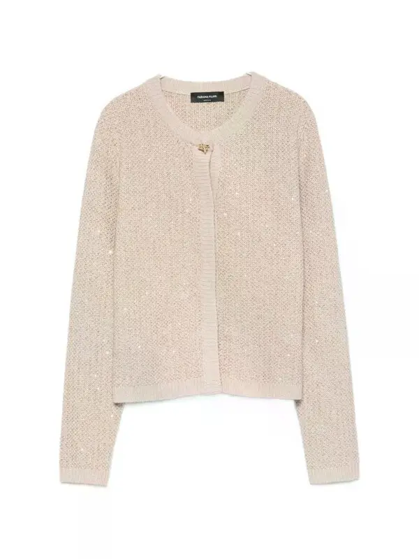 Fabiana Filippi Sequin-embellished Knitted Wool Cardigan - Neutrals