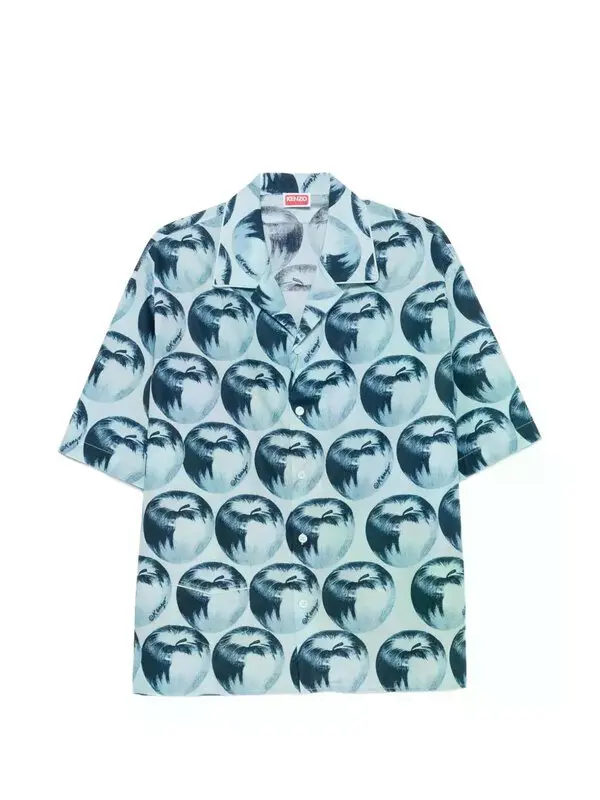 Kenzo Apple-print Short-sleeve Shirt - Blue