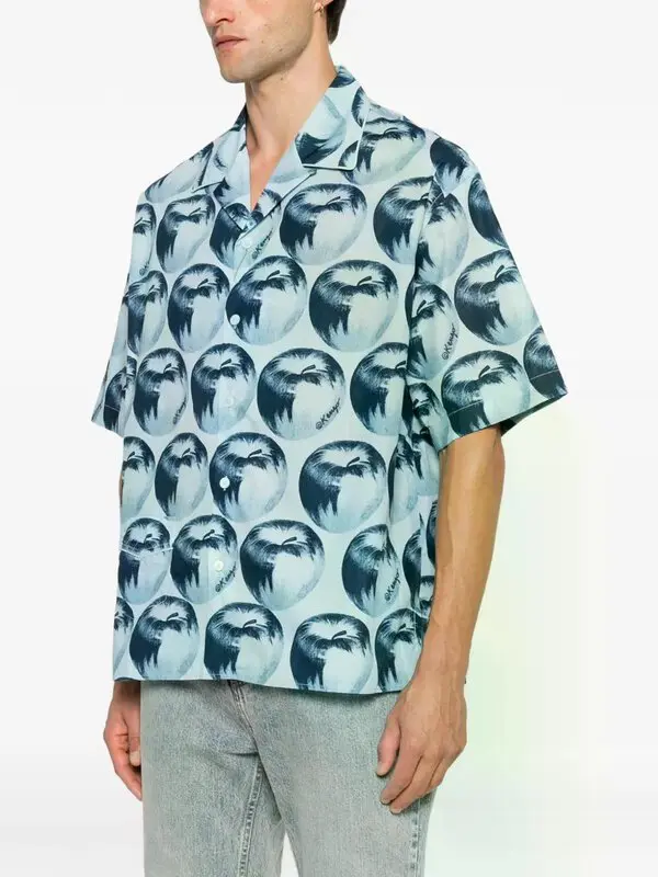 Kenzo Apple-print Short-sleeve Shirt - Blue