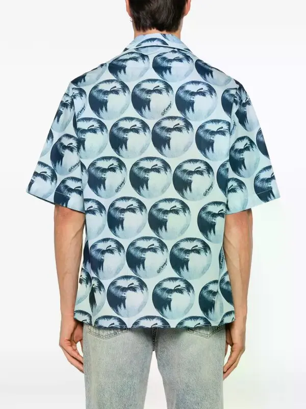 Kenzo Apple-print Short-sleeve Shirt - Blue