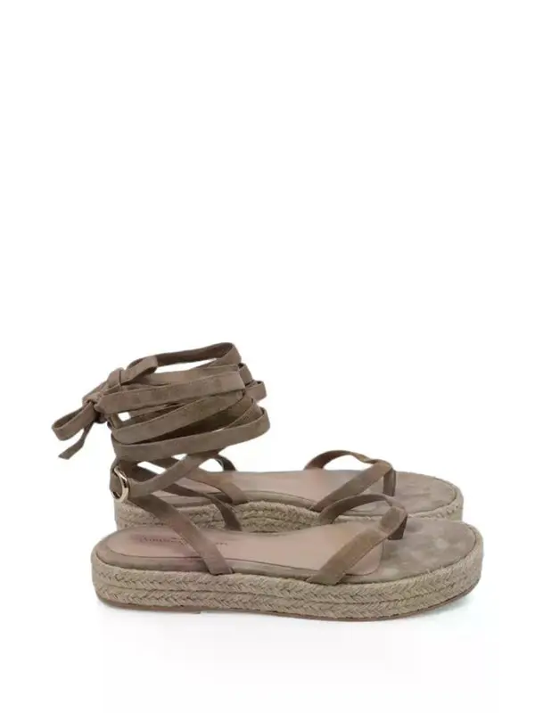 GIANVITO ROSSI Yasmine Raffia-trimmed Sandals - Neutrals