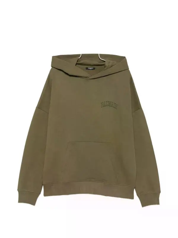 Balmain Logo-print Cotton Hoodie - Green